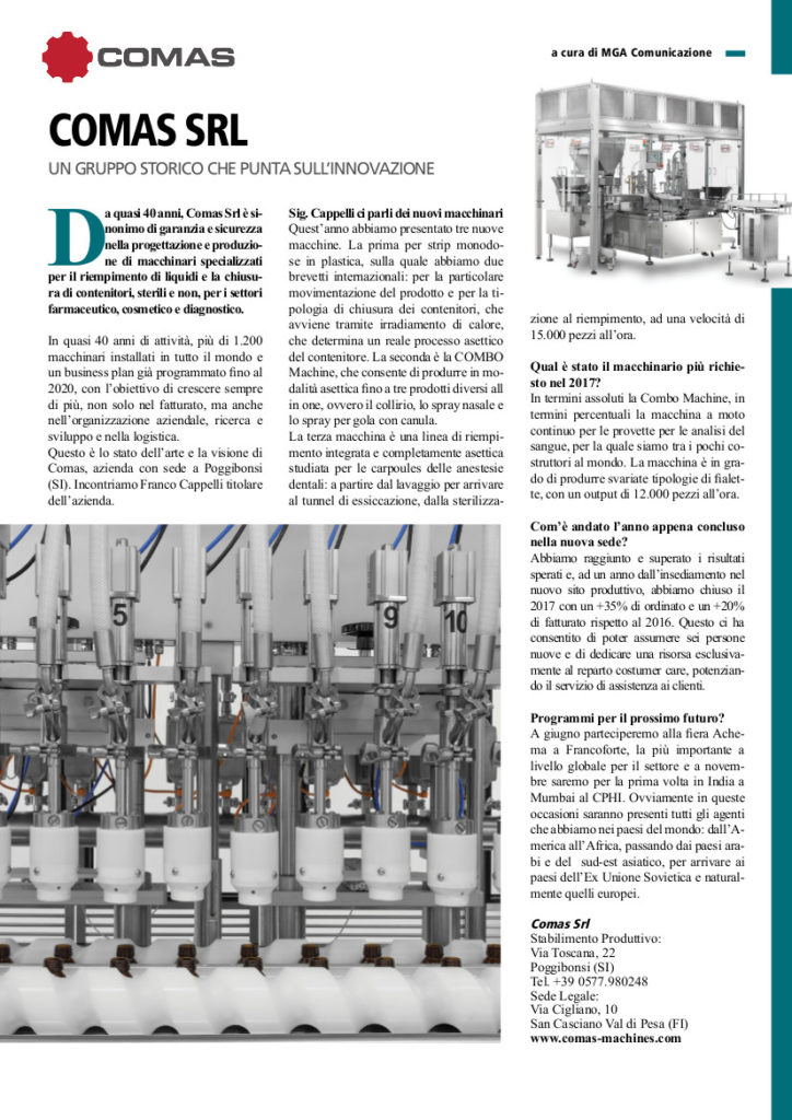 Comas Srl – Un gruppo storico che punta sull’innovazione | COMAS MACHINES